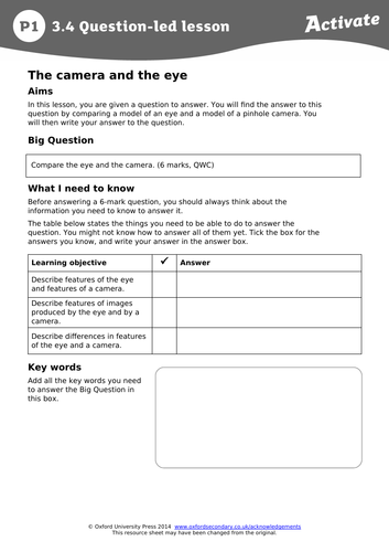 P1.3 Light- Activate scheme of work | Teaching Resources