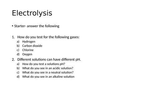 AQA C4 electrolysis revision | Teaching Resources
