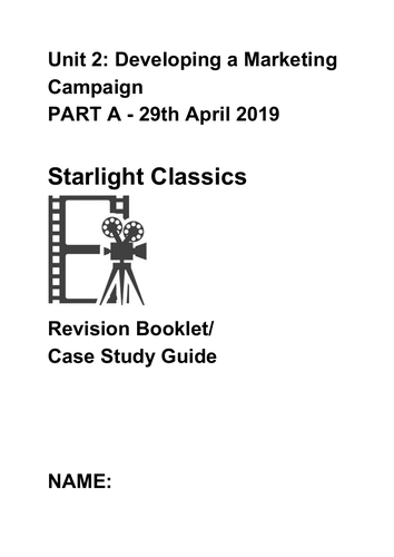 Starlight Classics Unit 2 Developing a Marketing Campaign research ...