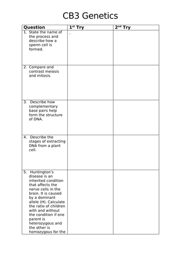 Edexcel Science (9-1) Biology Paper 1 Revision Tasks | Teaching Resources