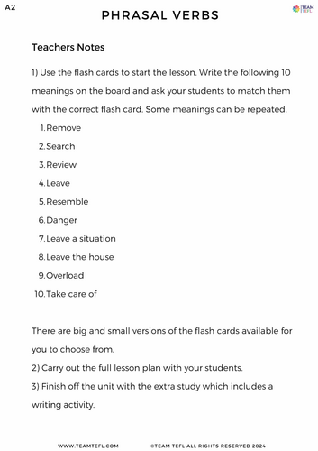 Phrasal Verbs A2 ESL Lesson Plan | Teaching Resources