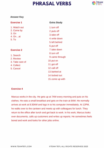 Phrasal Verbs A2 ESL Lesson Plan | Teaching Resources