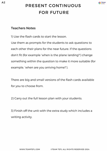 Present Continuous For Future ESL Lesson Plan A2 | Teaching Resources