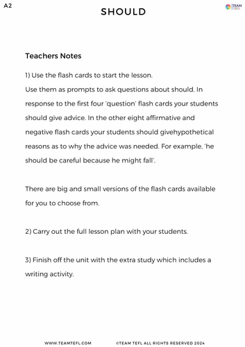 Modal Verb Should ESL A2 Lesson Plan | Teaching Resources