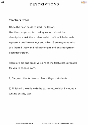 Descriptions A2 ESL Lesson Plan | Teaching Resources