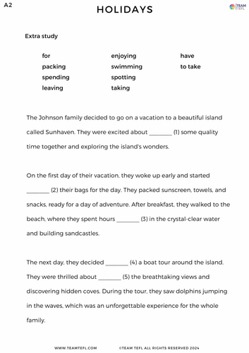 Holidays A2 ESL Lesson Plan | Teaching Resources