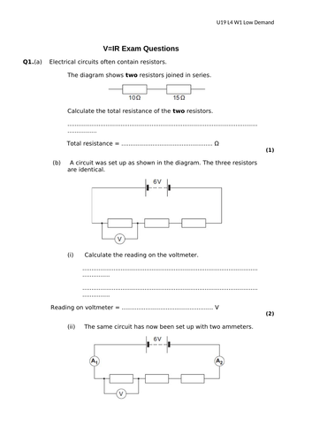 Potential difference, current and resistance | Teaching Resources