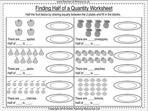 Finding Half of a Quantity - Year 1 | Teaching Resources