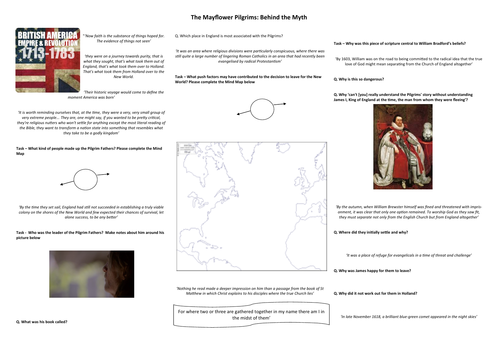 The Mayflower Pilgrims: Behind the Myth - Worksheet to support the BBC ...
