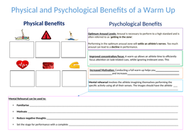 Physical and Psychological benefits of a warm up | Teaching Resources