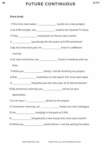 Future Continuous ESL Lesson Plan Worksheet B1 | Teaching Resources