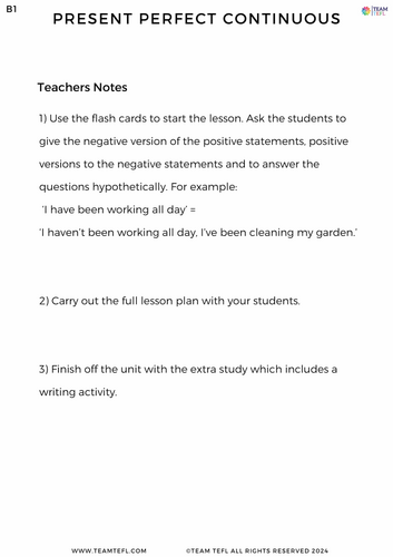Present Perfect Continuous ESL Lesson Plan Worksheet B1 | Teaching Resources