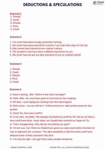 Deduction and Speculation ESL TEFL Lesson Plan Worksheet B2 | Teaching ...