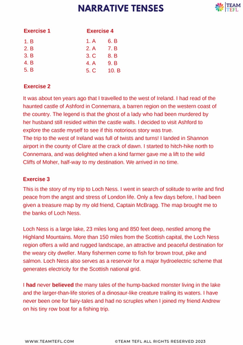 Narrative Tenses ESL TEFL Lesson Plan Worksheet B2 | Teaching Resources