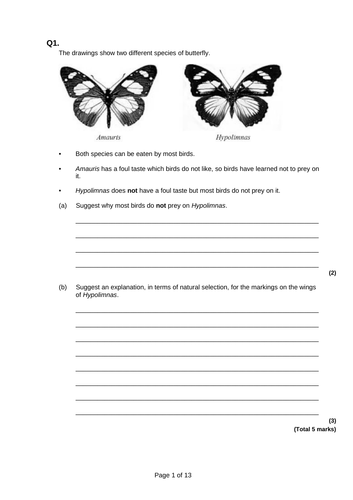 9-1 AQA GCSE Biology - U6 L5-7 Variation and Evolution | Teaching Resources