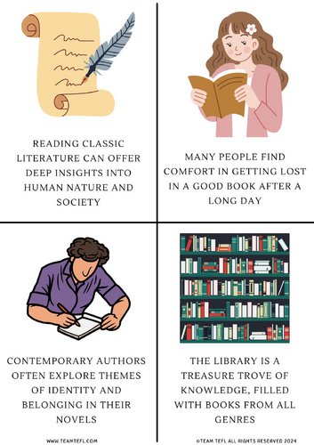 Books and Literature ESL TEFL Lesson Plan B2 | Teaching Resources