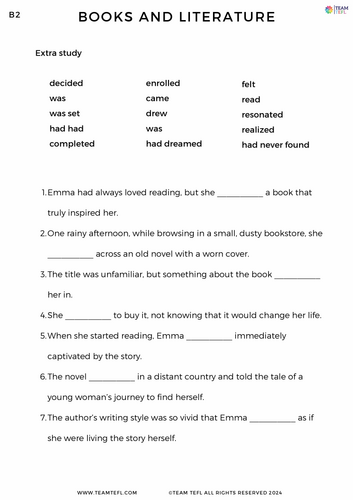 Books and Literature ESL TEFL Lesson Plan B2 | Teaching Resources