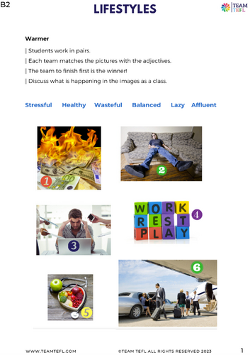 Lifestyle ESL TEFL Lesson Plan Worksheet B2 Upper Intermediate ...