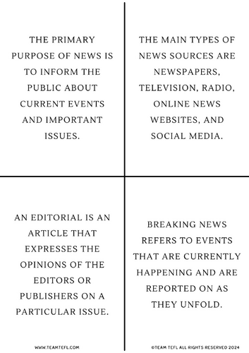 News ESL TEFL Lesson Plan Worksheet B2 Upper Intermediate | Teaching ...