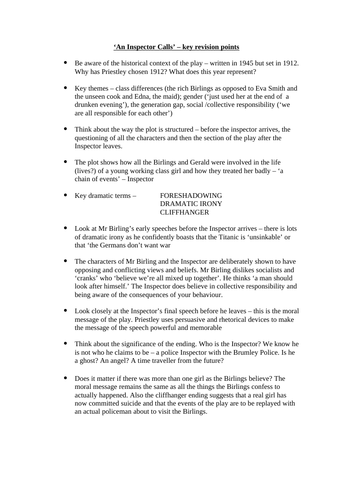 Eduqas GCSE Literature - An Inspector Calls - Priestley Revision ...