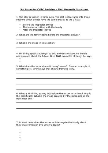 Eduqas GCSE Literature - An Inspector Calls - Priestley Revision ...