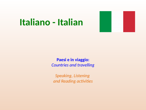 PPT Italian: Countries and Travelling | Teaching Resources