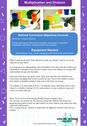 Year 1 - Multiplication and Division Differentiated Worksheets - Block ...
