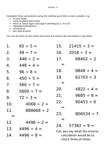 Division - you choose the method | Teaching Resources