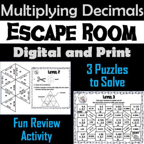 Multiplying Decimals Activity: Escape Room Math | Teaching Resources