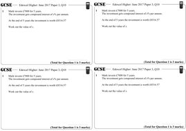 Repeated Percentage Change - Higher GCSE Questions | Teaching Resources