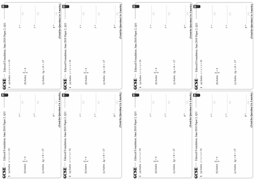 Solving Linear Equations Foundation Gcse Questions Teaching Resources