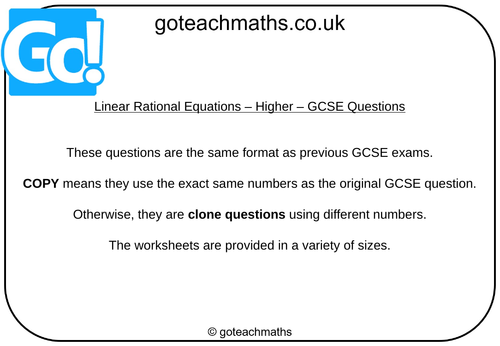 Solving Linear Rational Equations Foundation And Higher Gcse Questions