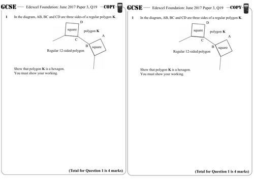 Angles In Regular Polygons Foundation And Higher Gcse Questions