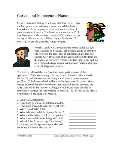 Hernan Cortes and Montezuma: Conquest of the Aztecs Reading (English ...