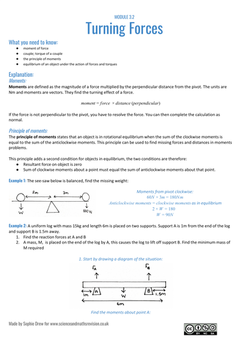Turning forces sheet for A Level physics | Teaching Resources Turning forces sheet for A Level physics | Teaching Resources