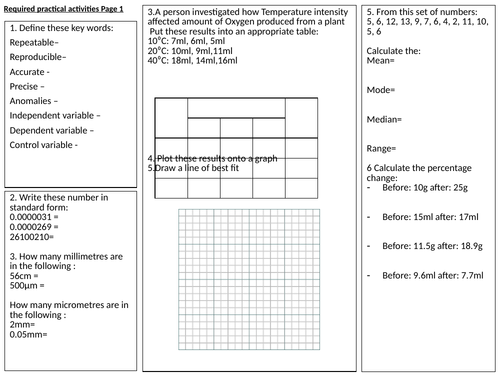 GCSE 9-1 Revision Biology AQA Required Practical Activities Revision ...