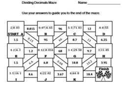 Dividing Decimals Activity: Math Maze | Teaching Resources