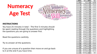 Numeracy Age Test | Teaching Resources