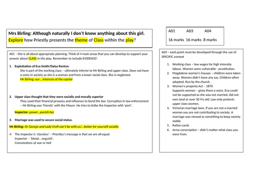 Edexcel GCSE English Literature - An Inspector Calls | Teaching Resources