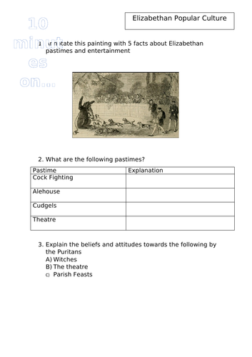 10 minutes on the Elizabethans - OCR SHP Elizabethans Revision ...