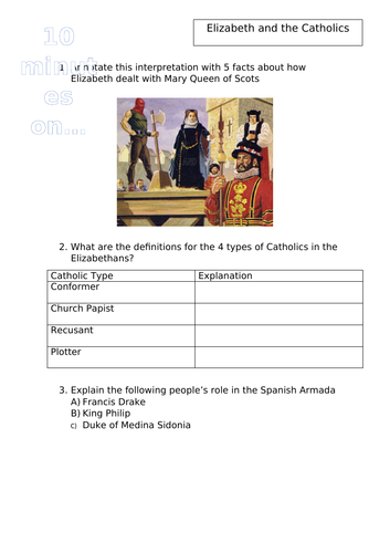 10 minutes on the Elizabethans - OCR SHP Elizabethans Revision ...