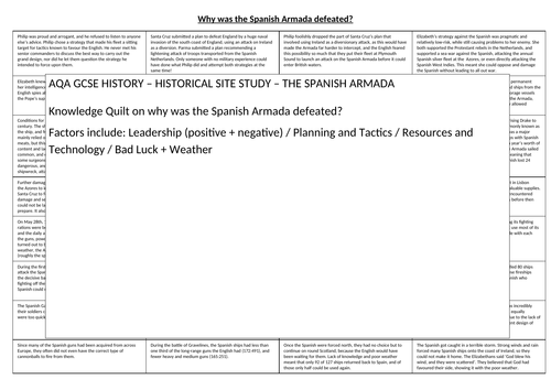 AQA GCSE HISTORY - Historical Site Study - The Spanish Armada ...