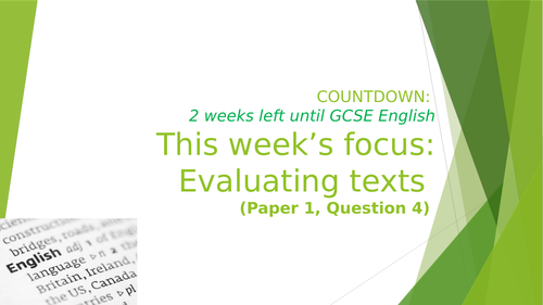 AQA GCSE English Paper 1, Question 4, Evaluating texts | Teaching Resources