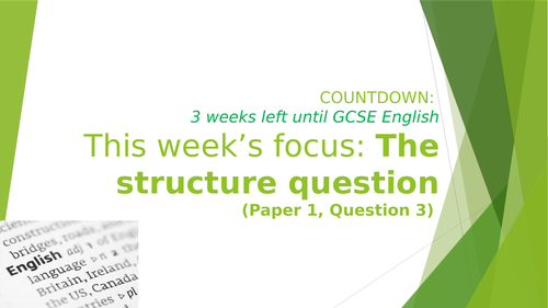 AQA GCSE Paper 1, Question 3, the structure question | Teaching Resources