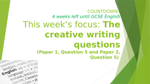 AQA GCSE English Creative Writing Paper 1 and paper 2 question 5 ...