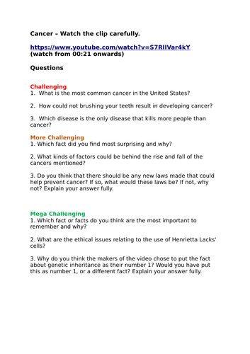 Cancer Awareness PSHE | Teaching Resources