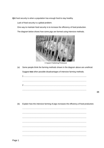 9-1 AQA GCSE Biology - U7 L12 (T) Food Security | Teaching Resources