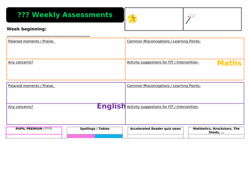 Whole Class weekly assessment grid | Teaching Resources