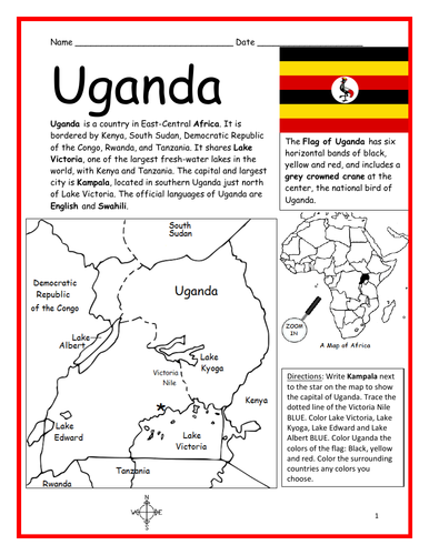UGANDA - Introductory Geography Worksheet | Teaching Resources