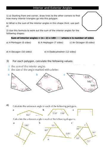 Interior and Exterior Angles Lessons | Teaching Resources